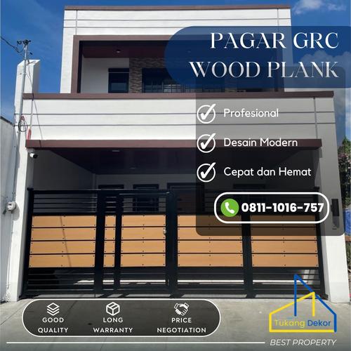 Jual Pintu Pagar Besi Galvanis GRC Wood Plank Modern Minimalis Anti ...