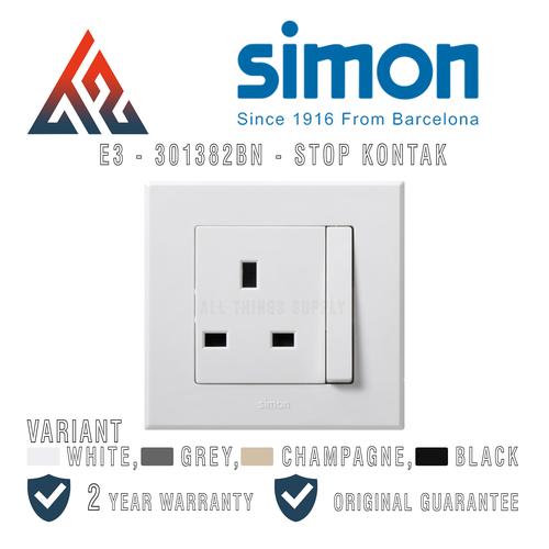Jual Simon E3 Stop Kontak AC 1 Gang 3 Pin 13A Saklar - 301382BN - Putih ...