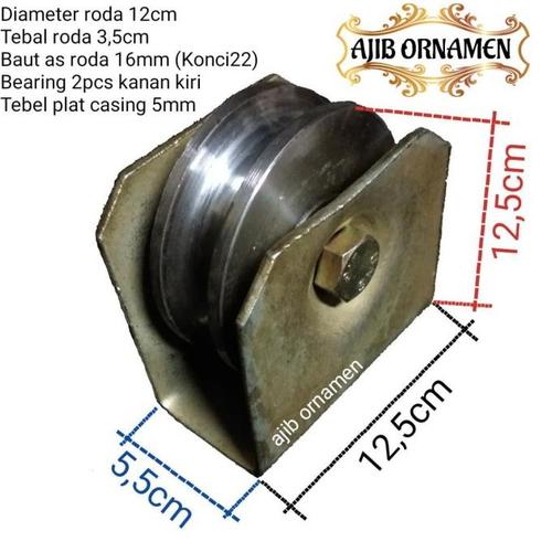 Jual Roda pagar roda gerbang roda bubut 12cm RODA SUPER BESI AS rell ...