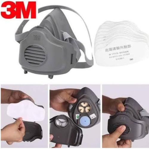 Jual MASKER 3M 3200 SET HALF FACE MASK RESPIRATOR SINGLE CARTRIDGE FULL ...