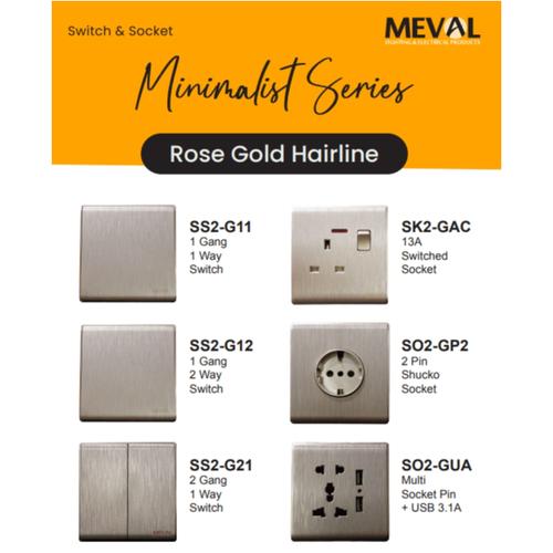 Promo MEVAL Stop Kontak Saklar dan Soket Minimalist - Gold Hairline ...