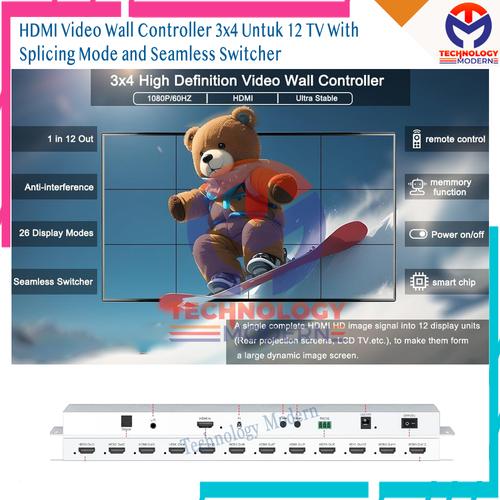 Jual hdmi video wall controller 4x3 3x4 untuk 12 tv jadi 1 gambar besar ...