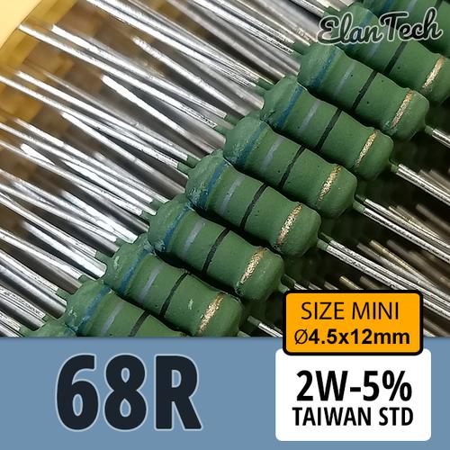 Jual Resistor 2W 68R Taiwan 5% Metal Oxide 68 Ohm Mini Size 1W 2WS ...