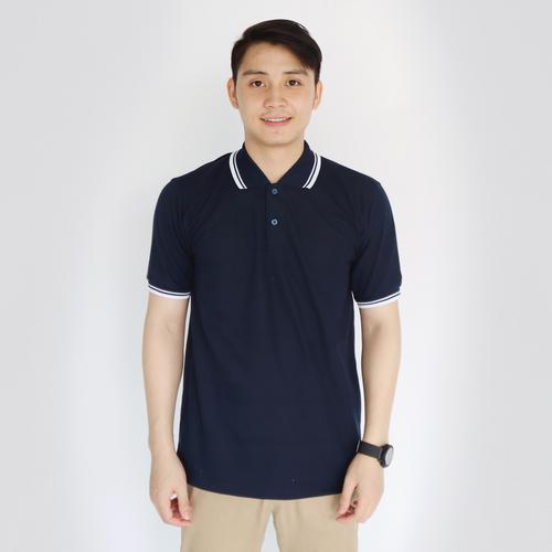 Jual Kaos polo shirt kerah list | kaos kerah pria seragam polos Biru Navy - Navy, M - Jakarta ...