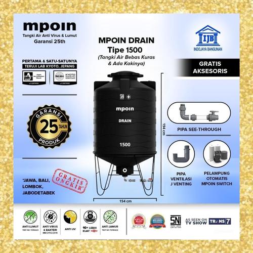 Jual Tangki Air Toren MPOIN DRAIN Hitam 400 600 800 1200 ANTI PECAH ...