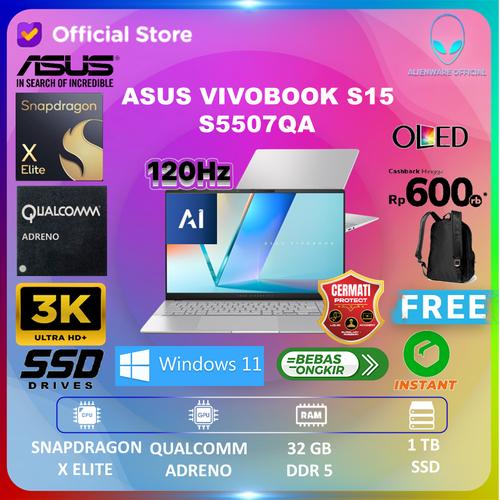 Promo Asus Vivobook S15 Oled S5507QA Snapdragon X Elite X1E 78100 32GB ...