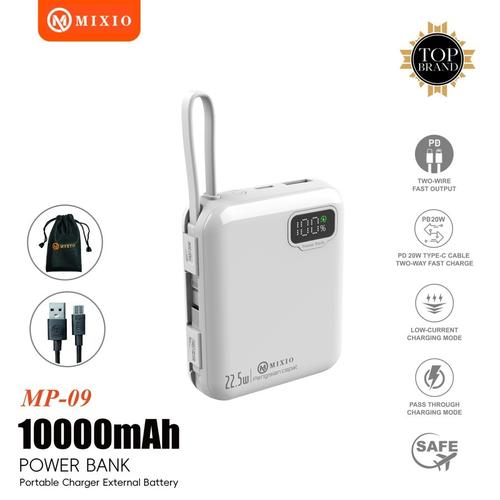 Promo MIXIO MP-09 10000mAh Powerbank Mini 20W With Kabel Fast Charging ...