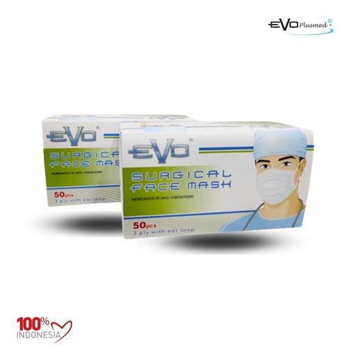 Promo [Paket 2 Box] Masker Evo Surgical Face Mask 3ply Ear Loop - Putih ...