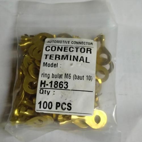 Jual terminal konektor conector skun massa bulat M6 baut 10 set isi 100 ...