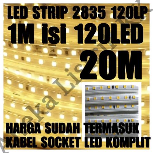 Jual LAMPU LED STRIP 2835 120 LED 20M 220V OUTDOOR KUNING WARM WHITE ...