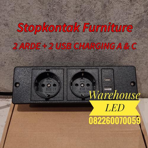 Jual Stop Kontak Meja Furniture Fast Charge 2 Stop Arde EU + 2 USB Charging Type A dan C ...