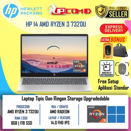 Jual Laptop HP 14 AMD RYZEN 3 7320U 8GB DDR5 1TB SSD FHD IPS BACKLIGHT ...