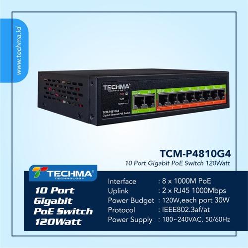 Jual TECHMA TCM-P4810G4 GIGABITE POE Switch 8PORT 1000Mbps 2 UPLINK - 8 ...