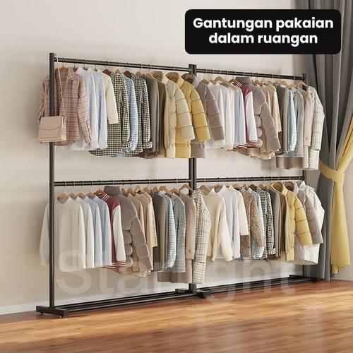 Jual Rak Gantungan Baju Pakaian Besi Stand Hanger Jemuran Besi Rak Baju ...