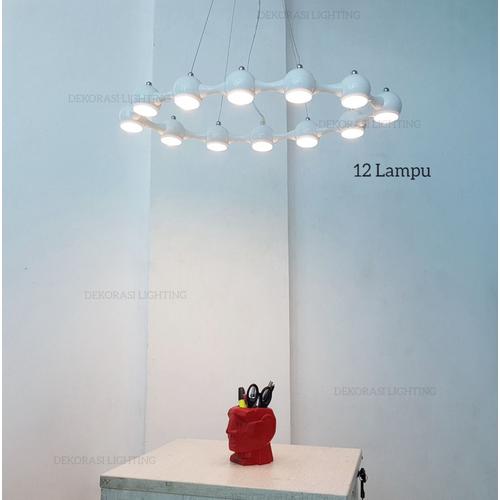 Jual L455 lampu gantung putih minimalis oval 12 lampu dekor - Jakarta ...