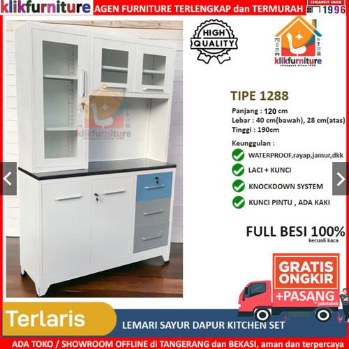 Promo Lemari Sayur Besi Kitchen Set Besi Rak Dapur FULL BESI 3 Pintu ...