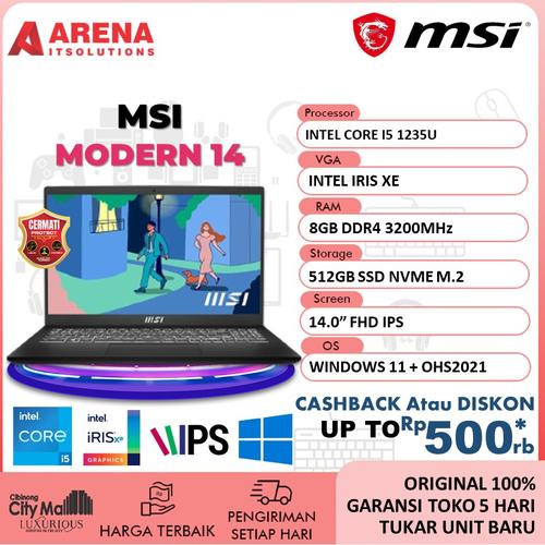 Jual Msi Modern 14 I5 1235U 8gb 512gb Win 11 O H S 14.0 Full HD IPS ...