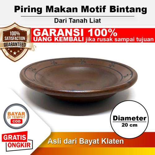 Promo Piring Makan Tanah Liat Tradisional Gerabah Bulat Motif Bintang ...