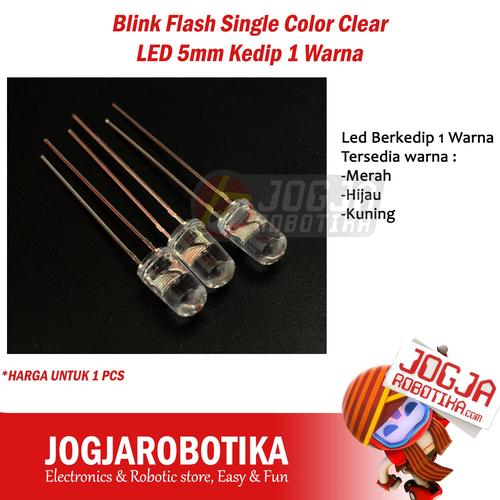 Jual Blink Flash Single Color Clear LED 5mm Kedip 1 Warna Merah/Hijau ...