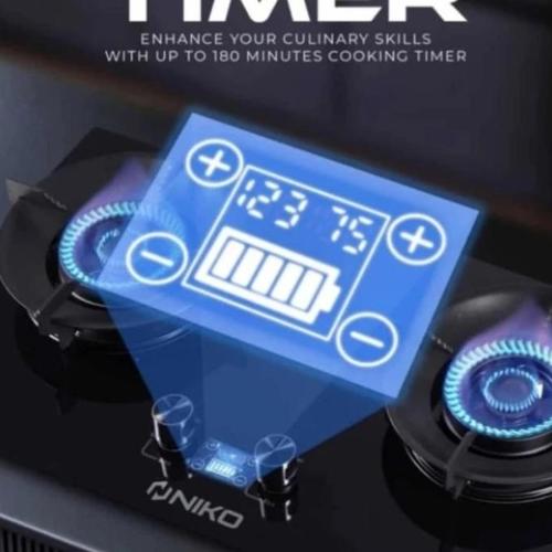Jual NIKO KOMPOR GAS TANAM KACA 2 TUNGKU DIGITAL TIMER KITARO BLACK ...