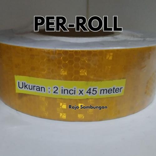 Jual PER-ROLL Sticker Reflective Lebar 2 Inch x 45 Meter Kuning Lakban ...