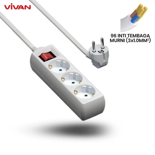 Promo VIVAN VPS-H001A Safety Socket Stop Kontak dengan AC 3 Port Lubang ...