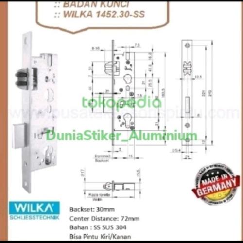 Jual BADAN KUNCI WILKA 1452-30MM-SS LOCKCASE BODY PELOR WILKA - Jakarta ...