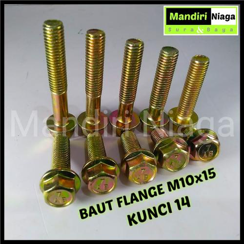 Jual BAUT FLANGE M10x15 / FLANGE BOLT 10x15 Drat 1,5 DAN 1,25 - 10x15 ...