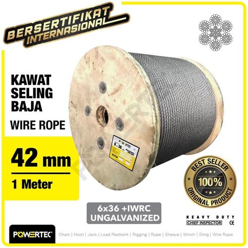 Jual POWERTEC Wire Rope / Kawat Seling Baja 6x36 IWRC 42mm Ungalv - 1 Meter - Jakarta Pusat ...