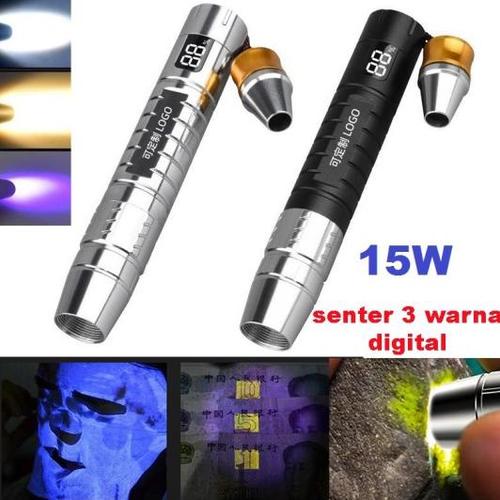 Jual LAMPU SENTER UV senter 3 warna putih kuning ungu senter uang palsu ...