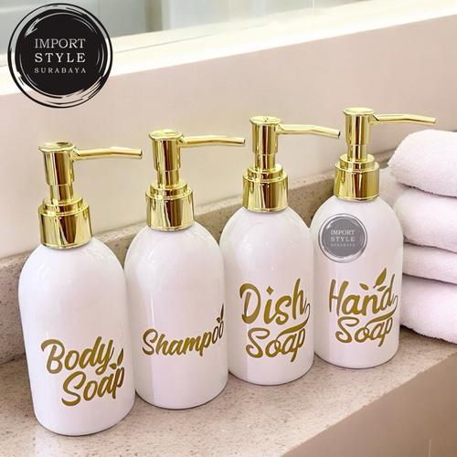 Jual botol sabun cair 250ML NEW HITAM PUTIH STIKER LN GOLD bisa custom ...