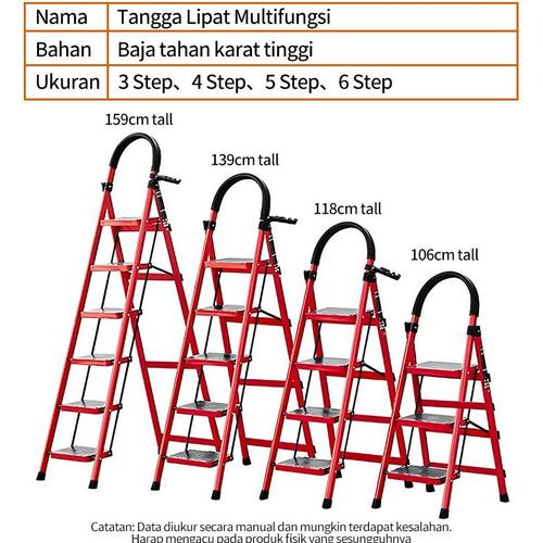 Jual Tangga Lipat Besi Portable Multifungsi 3-6 Step Premium Ladder ...