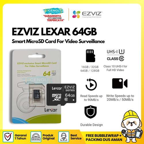 Promo Lexar Ezviz Smart Micro SD 64GB Khusus Cctv/memory card cctv 64gb ...