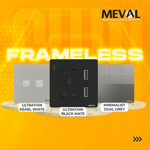 Promo MEVAL Stop Kontak Saklar dan Soket Minimalist Frameless - Black ...