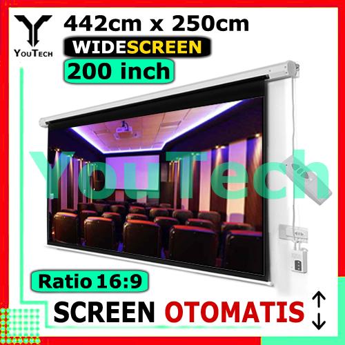 Jual Layar Proyektor Motorized 200 inch Ratio 16:9 Widescreen WXGA ...