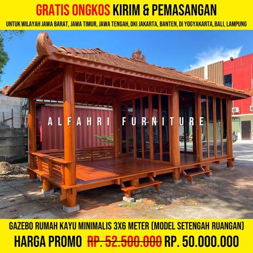 Jual Gazebo Rumah Kayu Dinding Kaca Custom 3x5m, Gasebo Kaca - Gazebo ...