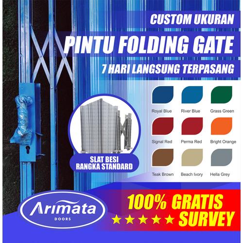 Jual Pintu Folding Gate Besi Rangka Standard - Slat 04mm, Royal Blue ...