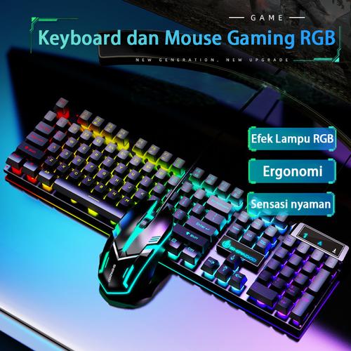 Jual Kombo Keyboard dan Mouse Gaming dengan Lampu RGB Cahaya / Termasuk ...