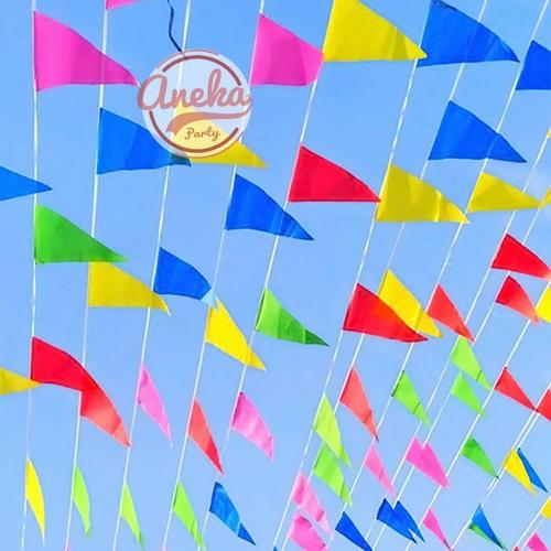 Jual ( Isi 10 ) Bendera Segitiga Kain Warna-Warni / Flag Party ...
