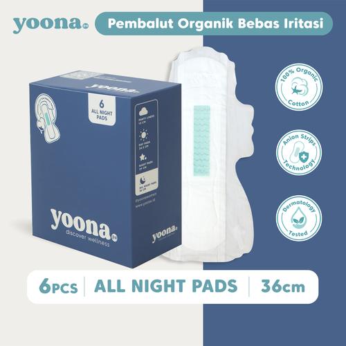 Jual YOONA All Night Pads | 6's - 36cm / Pembalut Organik - Kota ...