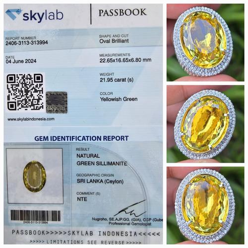 Jual Batu HQ Jumbo Green Sillimanite Ceylon Srilanka Sertifikat 21.95 ...