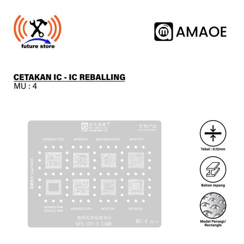 Promo Amaoe MU 4 Cetakan IC BGA Reballing Stencil For MTK CPU RAM MT6768V MT6758V MT6891Z ...