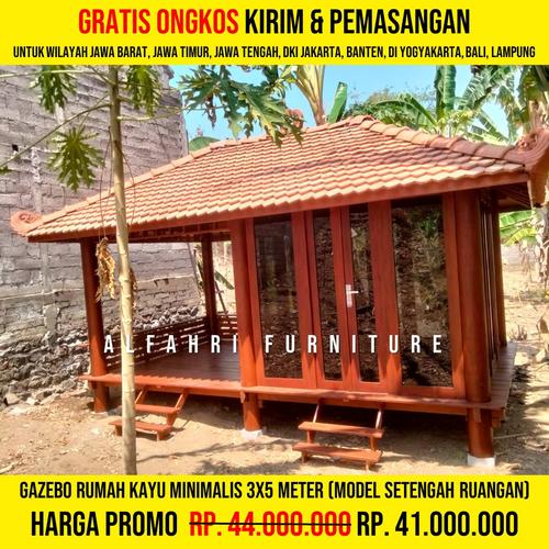 Jual Gazebo Custom Dinding Kaca Ukuran Besar 3x5m, Gasebo Rumah Kayu ...
