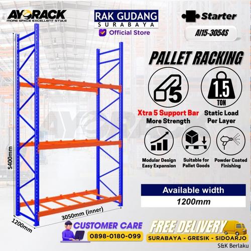Promo RAK PALET TINGGI 5.4 METER AYORACK AI15-3054S W12 - RACK PALLET ...