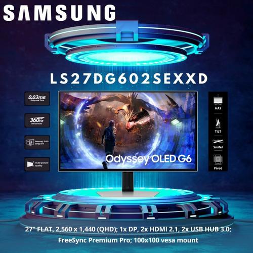 Jual Monitor Samsung Odyssey G6 G60SD S27DG602 OLED - QHD 2K 360Hz ...