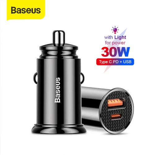 Jual Baseus Car Charger Mobil Circular Metal USB A + Type C 30W PPS ...