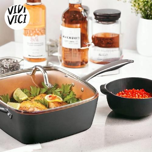 Jual Vicenza Square Pan with Lid, panci persegi Vsp24 warna Grey 24 cm ...