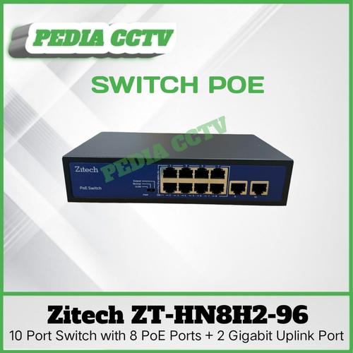 Jual Switch PoE Zitech ZT-HN8H2G-96 PoE Switch-10 Port Switch with 8 ...