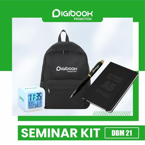 Jual merchandise custom Seminar Kit Backpack D300, Notebook Karet, Pulpen besi grafir, jam meja ...