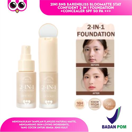 Jual 2IN1 BNB BARENBLISS BLOOMATTE STAY CONFIDENT 2 IN 1 FOUNDATION+CONCEALER SPF 50 PA +++ 20 ...